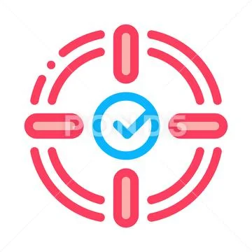 Target Check Mark Icon Vector Outline Illustration ~ Clip Art #123345907