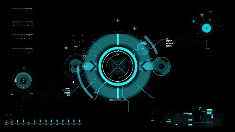 Target pointer and Futuristic user inter... | Stock Video | Pond5