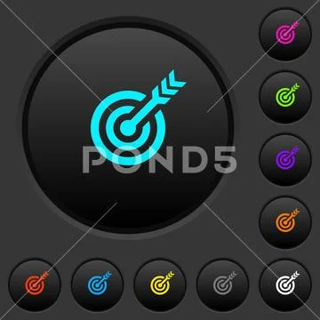 Target table with arrow dark push buttons with color icons: Graphic ...