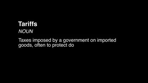 Tariffs definition animation black backg... | Stock Video | Pond5