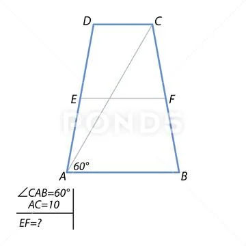 The task of finding the middle line of the trapezoid Illustration #77562324