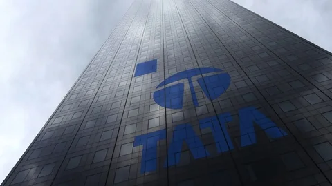 Tata Group logo on a skyscraper facade r... | Stock Video | Pond5