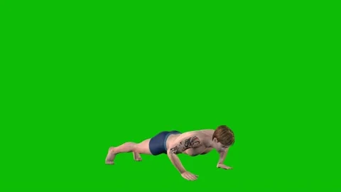 Tattoo Man Doing Push Ups Green Screen (... | Stock Video | Pond5