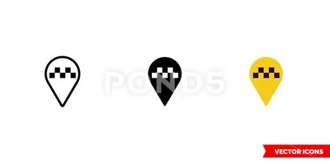 Taxi location icon of 3 types color, black and white, outline. Isolated ...