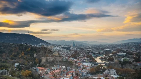 Tbilisi, Georgia. Top View Of Famous Lan... | Stock Video | Pond5
