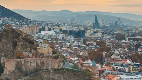 Tbilisi, Georgia. Top View Of Famous Lan... | Stock Video | Pond5