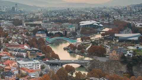 Tbilisi, Georgia. Top View Of Famous Lan... | Stock Video | Pond5