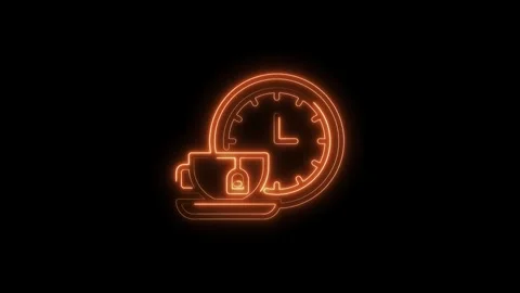 Tea time break concept neon style animat... | Stock Video | Pond5