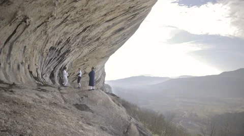 Teacher and Trainees on Cliff Training M... | Stock Video | Pond5