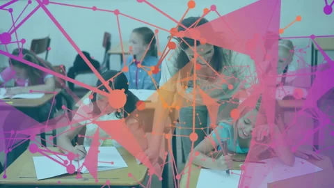 Teacher entering classroom and guiding s... | Stock Video | Pond5