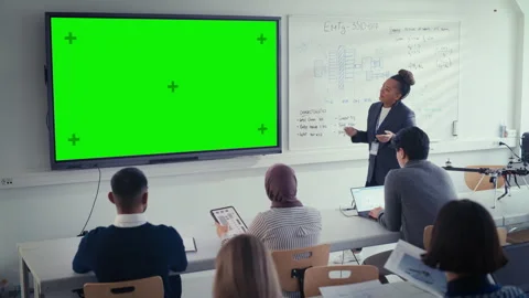 Teacher Uses Green Screen Digital Whiteb... | Stock Video | Pond5