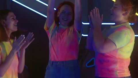 Team Of Beautiful Girls Celebrating Win ... | Stock Video | Pond5