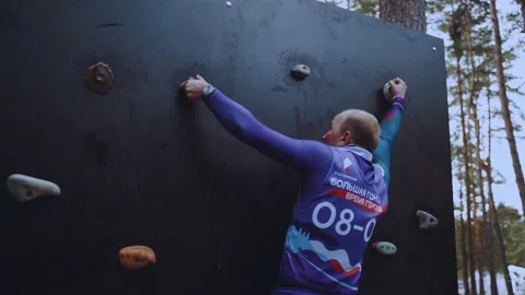 Team competition, climbing, climbing wal... | Stock Video | Pond5