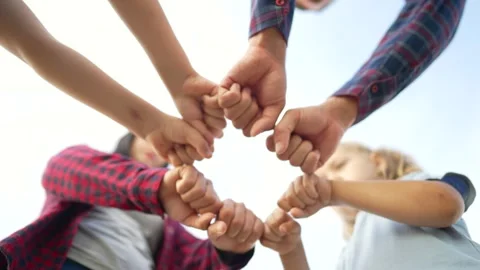 Team of people together in nature. Unity... | Stock Video | Pond5