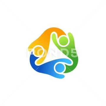Teamwork children logo symbol global people connection icon vector ...