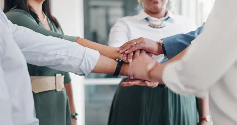 Teamwork, collaboration and hands of bus... | Stock Video | Pond5