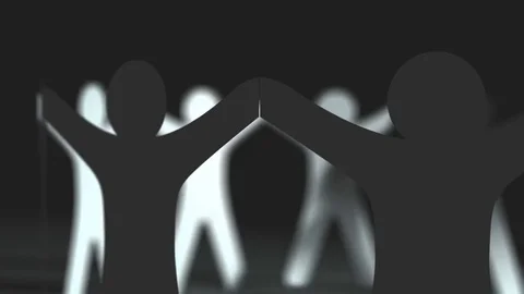 Teamwork concept. Human paper doll peopl... | Stock Video | Pond5