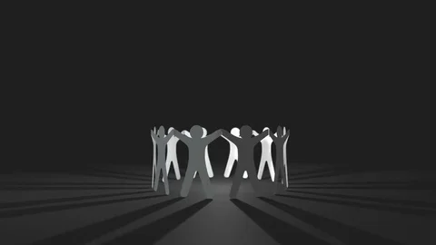 Teamwork concept. Human paper doll peopl... | Stock Video | Pond5