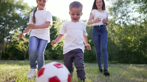 Teamwork. Group of children in spring in... | Stock Video | Pond5