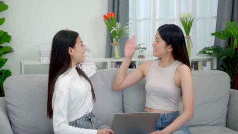 Teamwork happy asian women best friends ... | Stock Video | Pond5