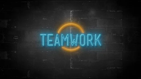Teamwork Message on Flickering Neon Sign... | Stock Video | Pond5