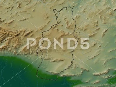 Tebessa, Algeria. Colored elevation map with lakes and rivers ...