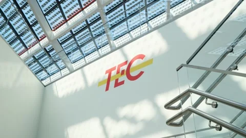 TEC logo on the wall at the bus station ... | Stock Video | Pond5