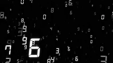 Tech background with digital numbers tow... | Stock Video | Pond5