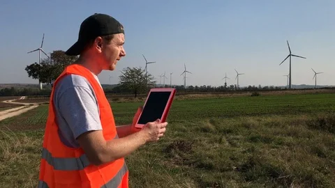 Technical engineer work on tablet near w... | Stock Video | Pond5