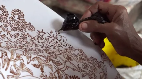 The technique of making batik by writing... | Stock Video | Pond5