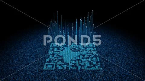 Technological data QR code and India map, data identification ...