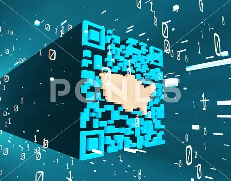 Technological data QR code and US map, data identification: Graphic ...