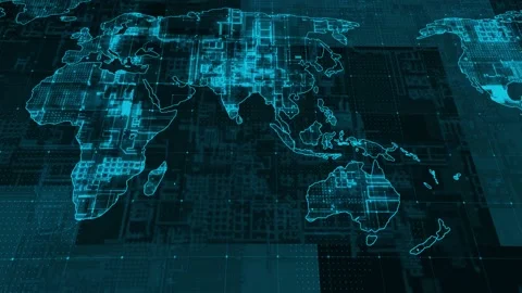 Technology background world map animatio... | Stock Video | Pond5