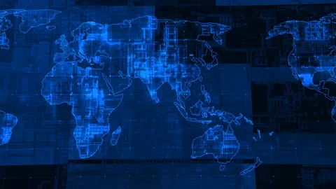 Technology background world map animatio... | Stock Video | Pond5