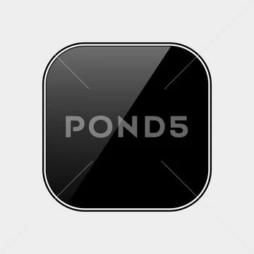 Technology black blank app icon button template with realistic shadow ...