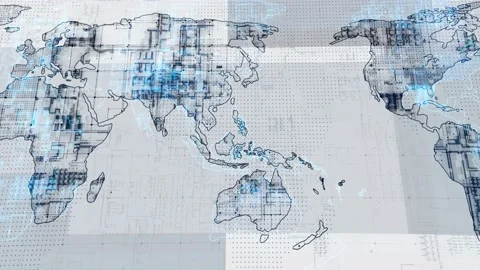 Technology black world map background an... | Stock Video | Pond5