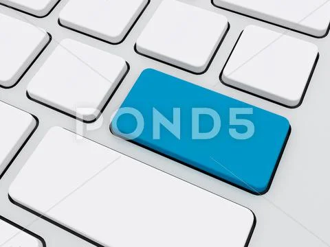 Technology concept, blank blue key on keyboard ~ Clip Art #48445323