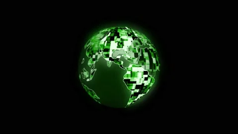 Technology green color glowing planet ea... | Stock Video | Pond5