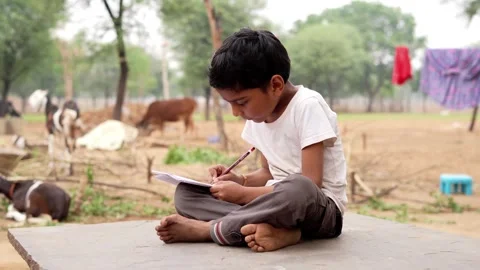 Teen boy doing homework on backyard, Hap... | Stock Video | Pond5