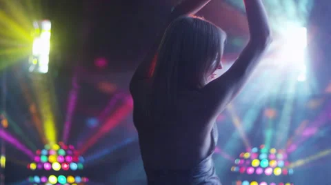 Teen Girl is Dancing in Nightclub. Back ... | Stock Video | Pond5