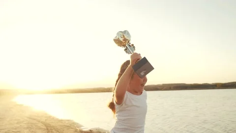 teen girl run winner victory success. si... | Stock Video | Pond5