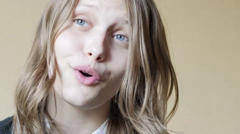 Teen girl talking to a camera. 4K UHD | Stock Video | Pond5