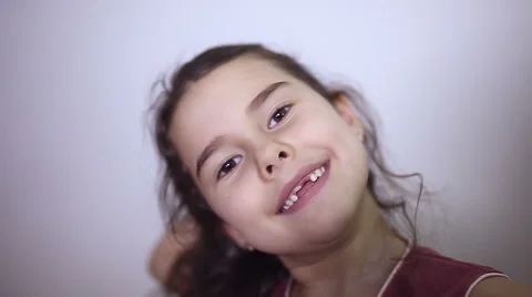 teen girl toothless smile makes selfie | Stock Video | Pond5
