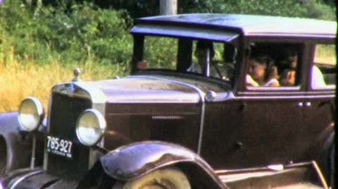 Teen Girls DRIVES MODEL T Ford Car 1950s... | Stock Video | Pond5