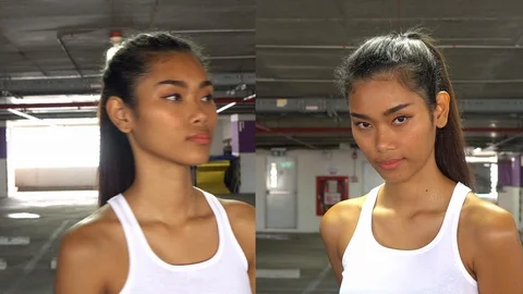 Teen model in split screen shoot poses f... | Stock Video | Pond5