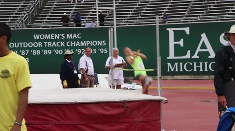 Teenage Girl Misses High Jump Bar | Stock Video | Pond5