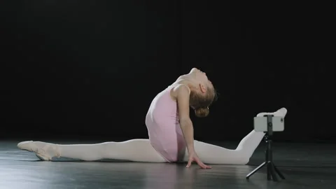 Teenager ballerina girl gymnast acrobat ... | Stock Video | Pond5