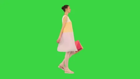 Girl Green Screen Walking Stock Video Footage | Royalty Free Girl Green ...
