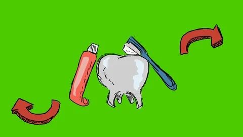 Teeth Brushing Toothbrush - Hand-Drawn A... | Stock Video | Pond5