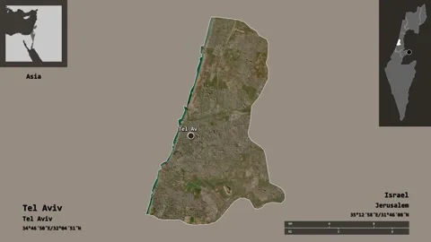 Tel Aviv location. Israel. Satellite map | Stock Video | Pond5